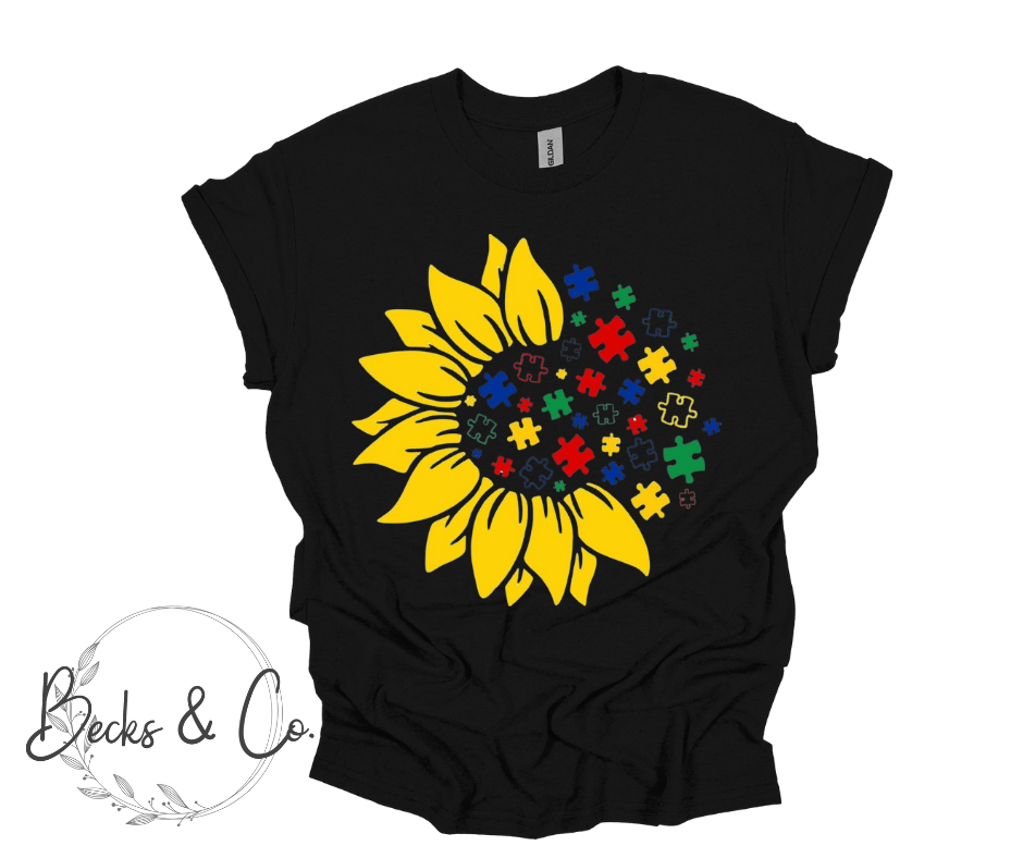 Autism Puzzle Piece Sunflower – Becks & Co.